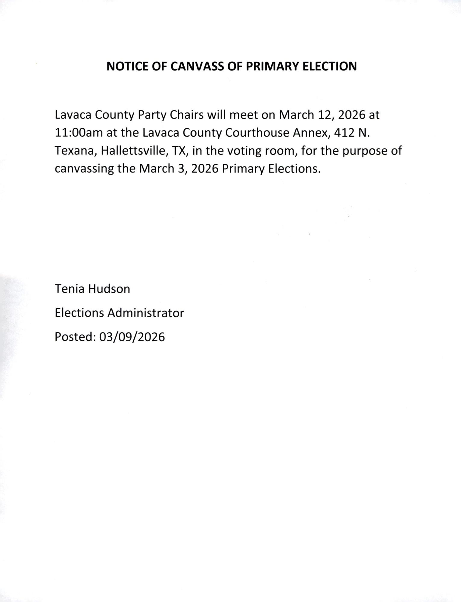 Lavaca County Elections